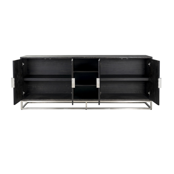 Primera-shop/Comoda neagra argintie 225x45cm Blackbone - Primera Interiors